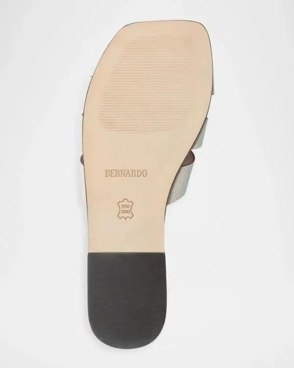 Bernardo Oxford Leather Flat Slide Sandals