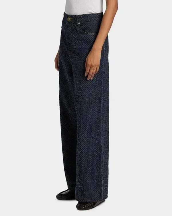 GANNI Baggy Tweed Denim Jeans