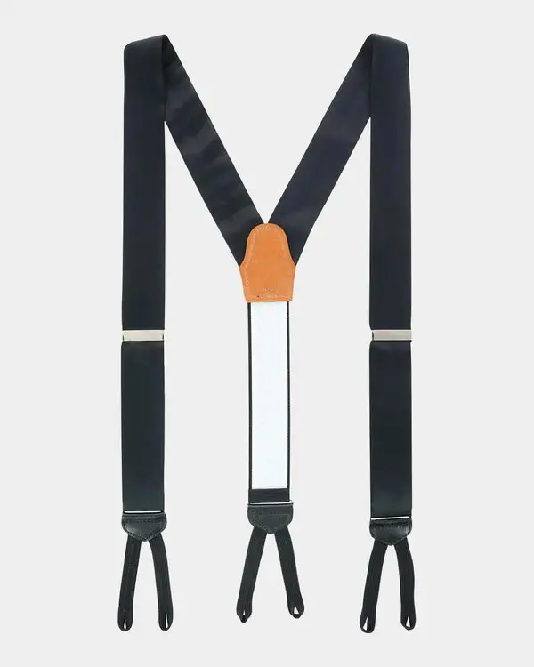 Trafalgar Apos;s Sutton Solid Silk Suspender Braces - Black