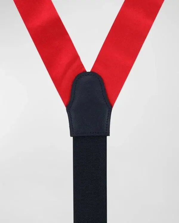 Trafalgar Apos;s Sutton Solid Silk Suspender Braces - Red