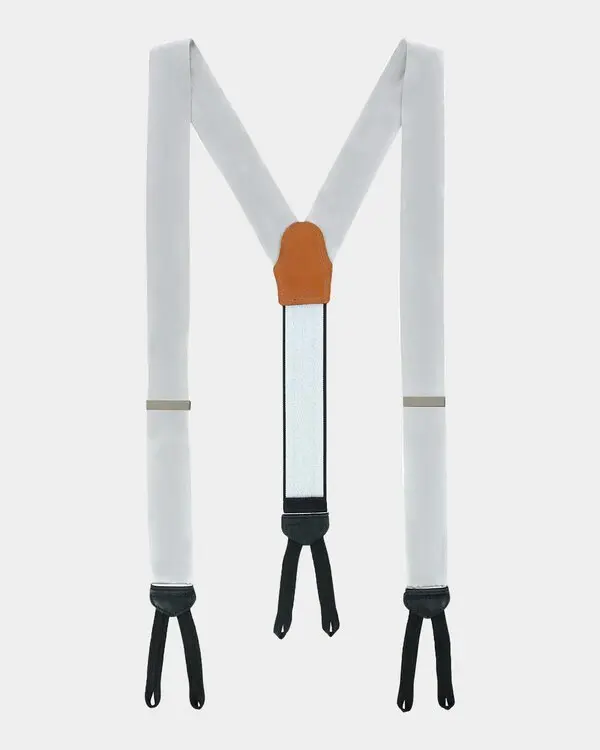 Trafalgar Apos;s Sutton Solid Silk Suspender Braces - Silver