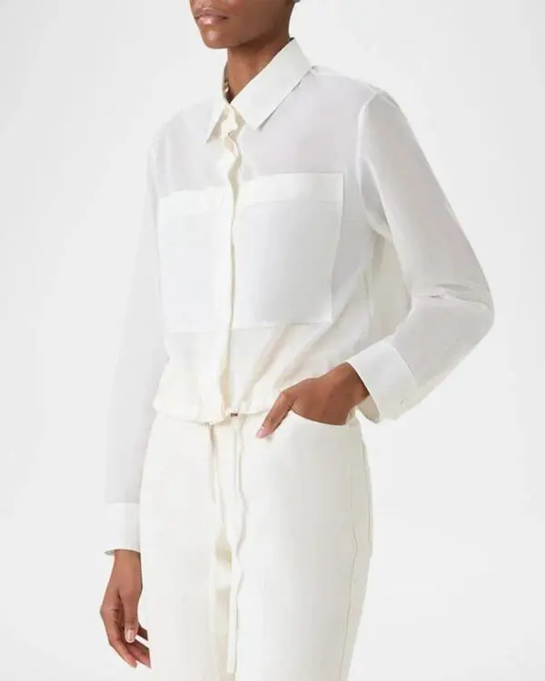 Akris Cotton Drawstring Collared Blouson Shirt