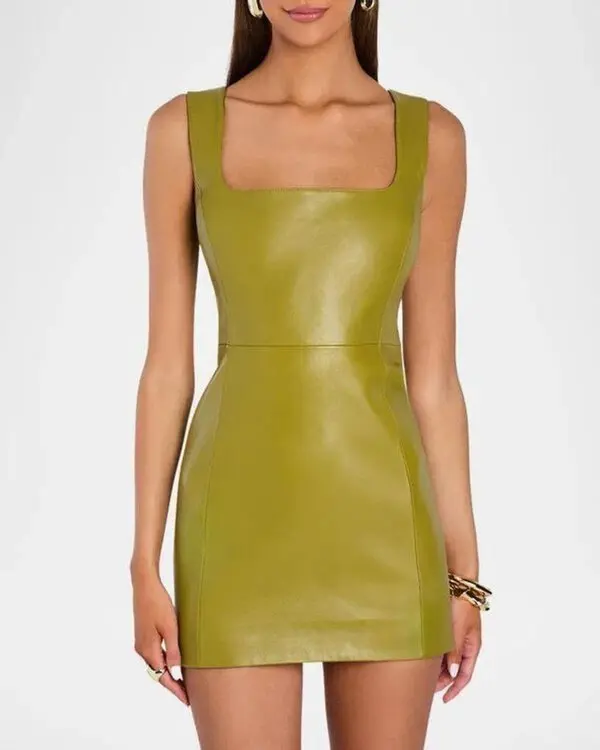 Retrofete Tilde Leather Mini Dress