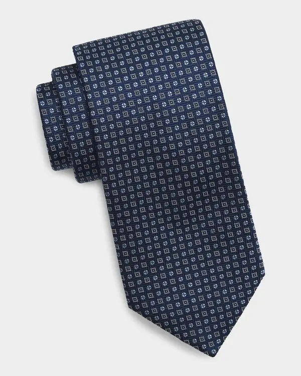 Canali Apos;s Circles & Squares Micro-medallion Silk Tie