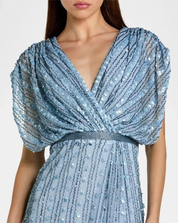 Mac Duggal Beaded Mesh Column Gown
