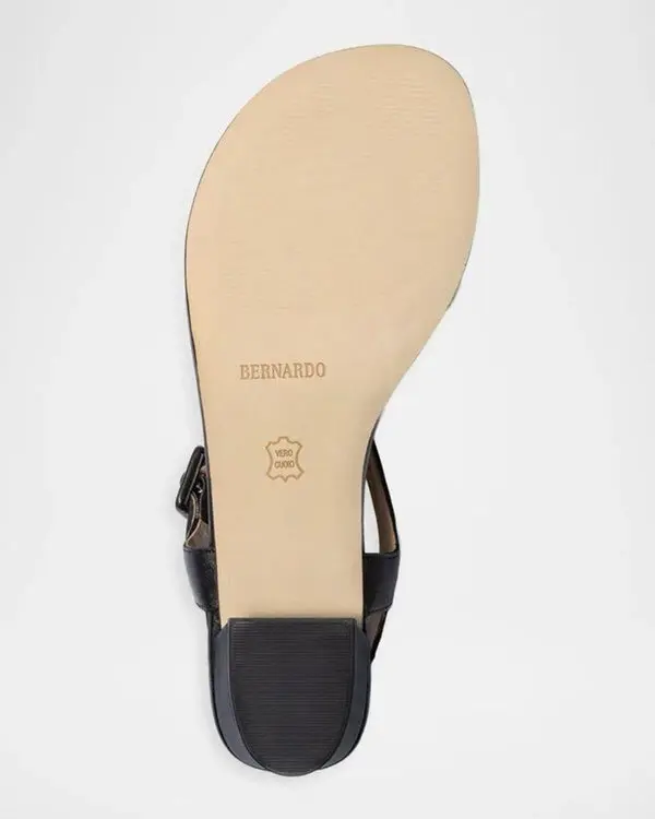 Bernardo Goyara Leather T-strap Sandals - Black