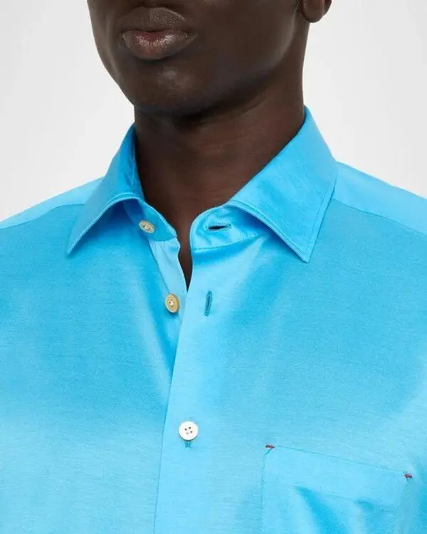 Kiton Apos;s Jersey Knit Chest-pocket Button-down Shirt