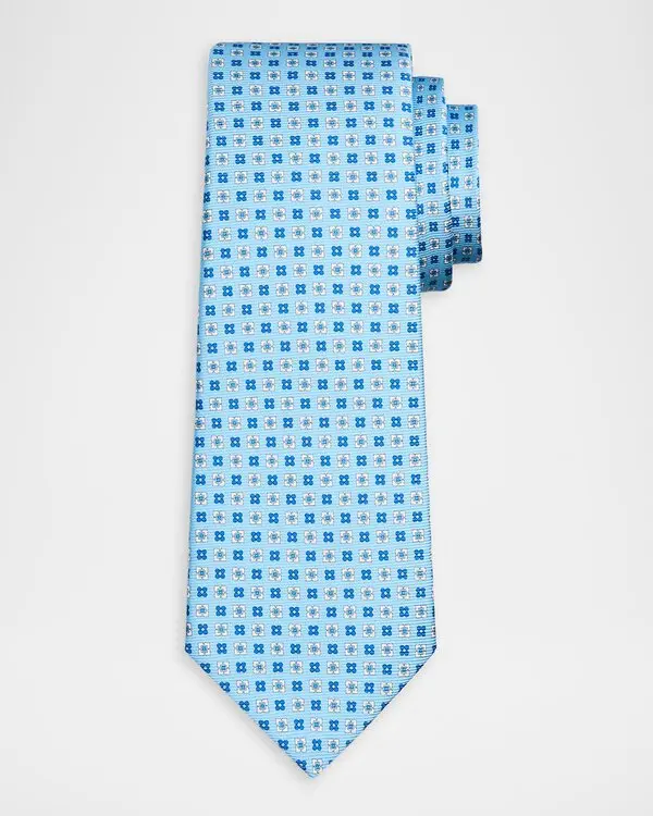 Kiton Apos;s Geometric Floral Silk 7-fold Tie