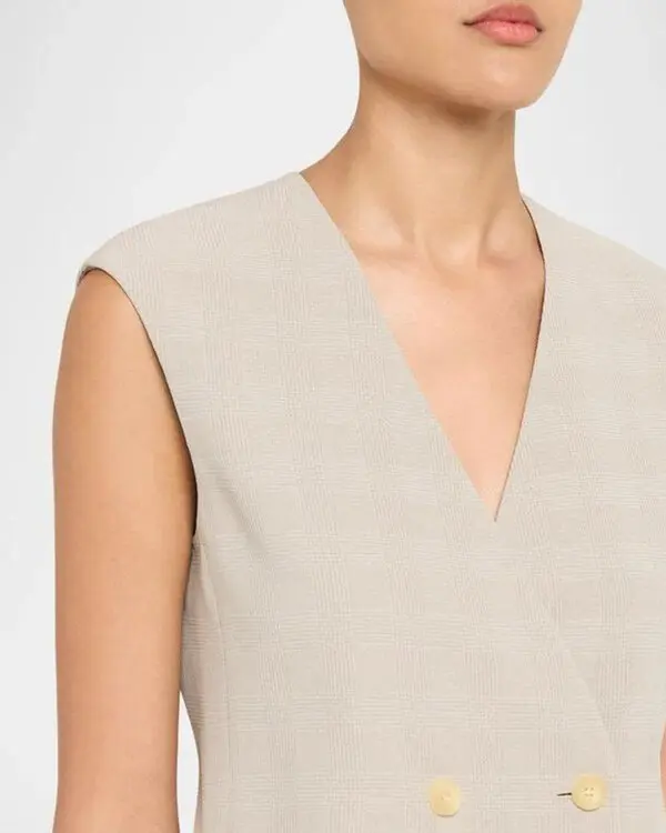 Lafayette 148 New York Double-breasted Plaid Vest