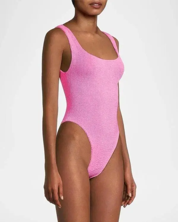Hunza G Square-neck One-piece Swimsuit - Bubblegum