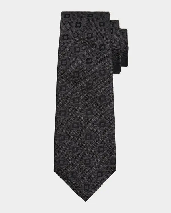 Kiton Apos;s Geometric Silk Jacquard Tie
