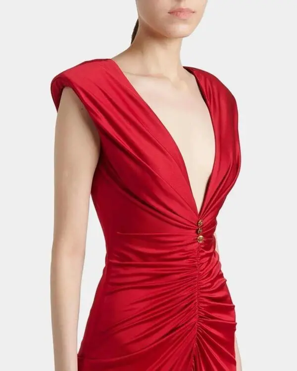 Versace Ruched Tulip-hem Gown
