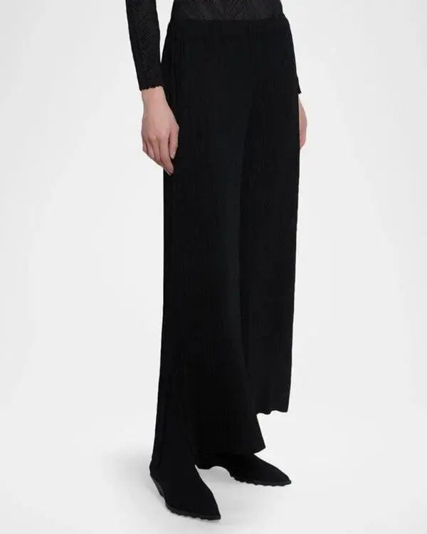 Issey Miyake Hatching Pleated Wide-leg Pants