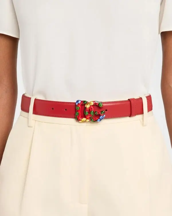Dolce & Gabbana Dg Embellished Leather Belt