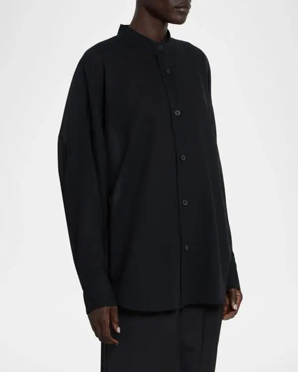 Issey Miyake Sheer Wool Dolman-sleeve Button-down Shirt