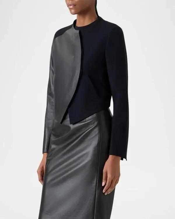 Akris Hynora Wool And Leather Asymmetric Jacket