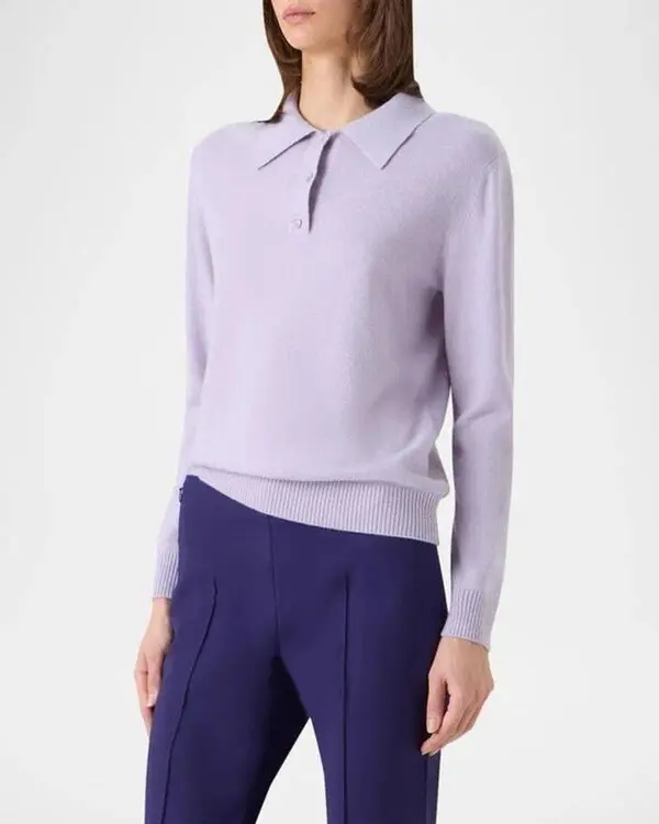 Akris Cashmere Knit Polo Sweater - Malva