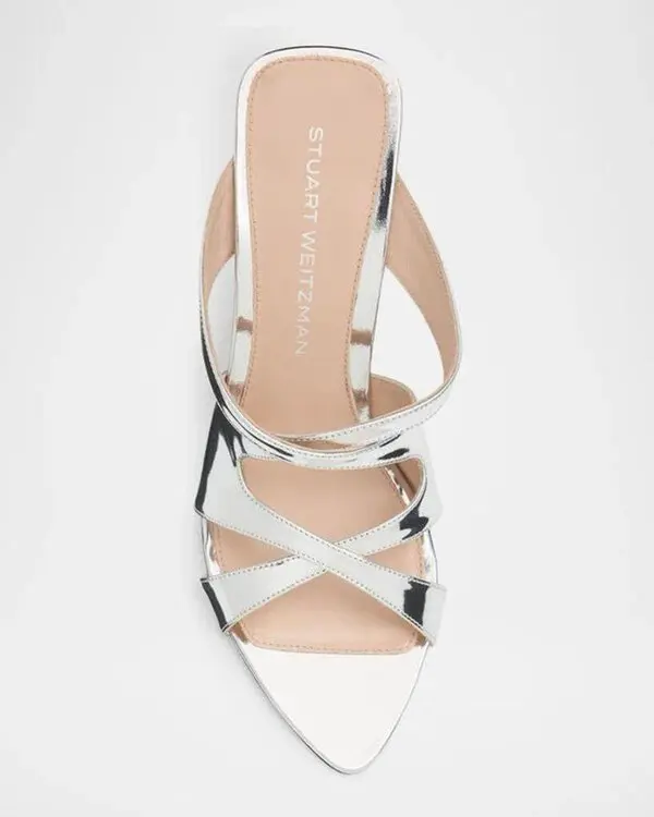 STUART WEITZMAN 85mm Rubie Strappy Leather Sandals - Silver