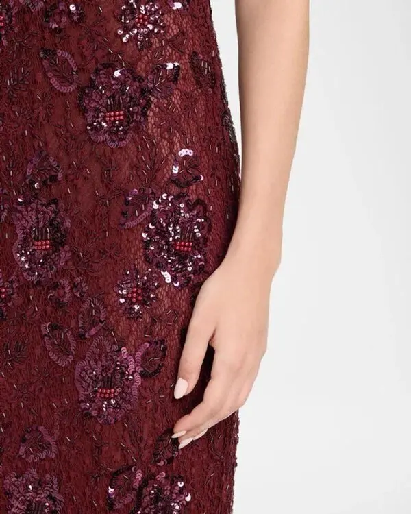 LoveShackFancy Ciona Embellished Floral Lace Maxi Dress