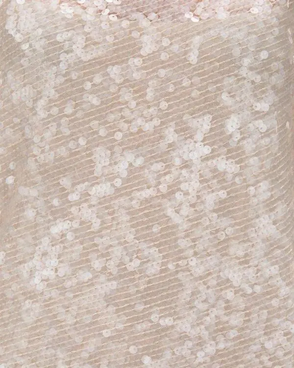 Rachel Gilbert Marlow Sleeveless Sheer Sequined Gown - Creme