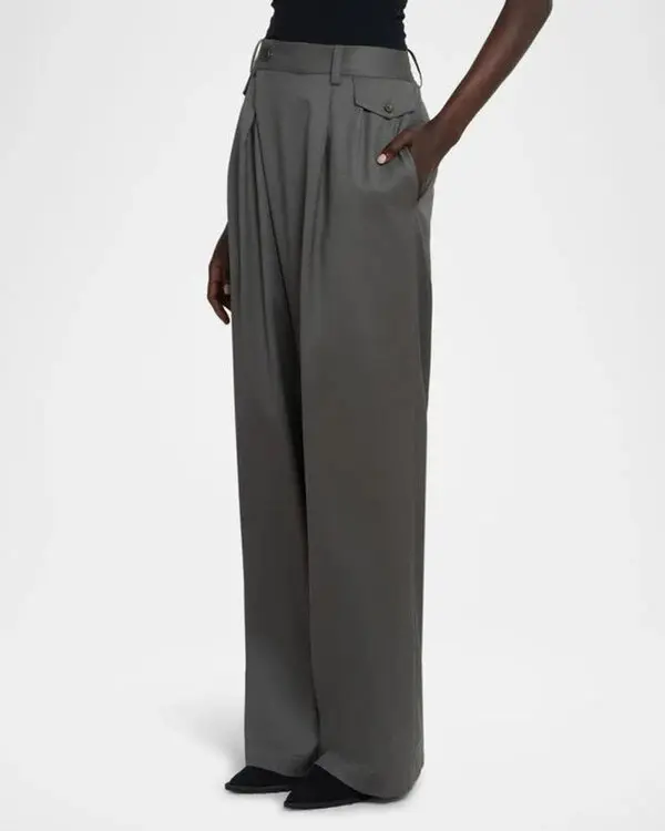 Issey Miyake Lustrous Wool-blend Pleated Trousers