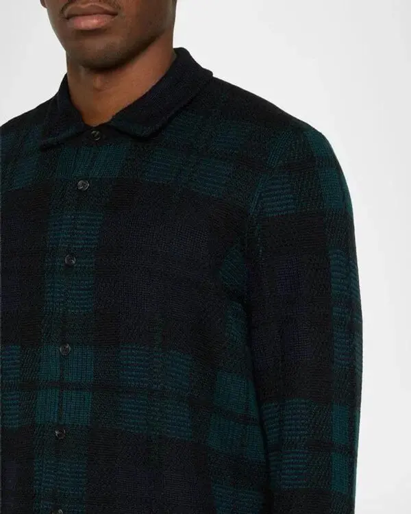 Rag & Bone Apos;s Wool Knit Plaid Button-front Shirt