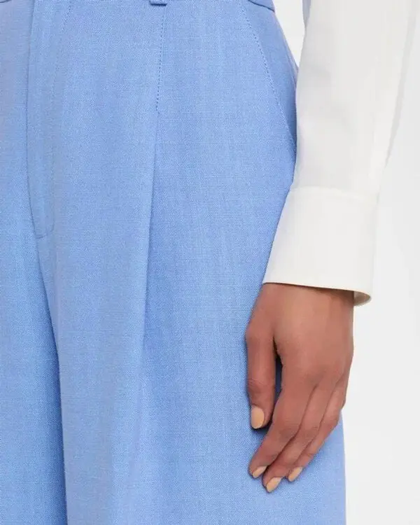 Smythe Linen Cropped Pants - Periwinkle