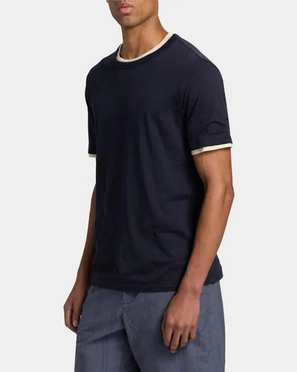 Vince Apos;s Fine Slub Double-layer Crewneck T-shirt - Coastal