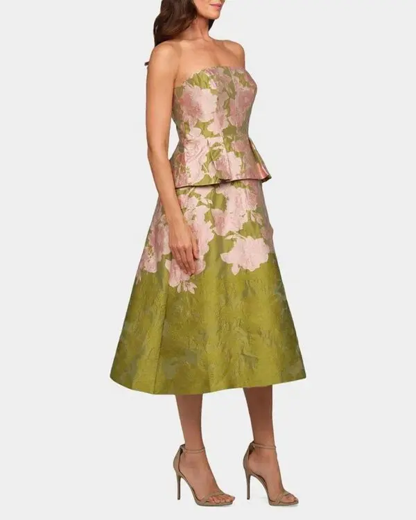 KAY UNGER Imogen Metallic Jacquard A-line Cocktail Dress