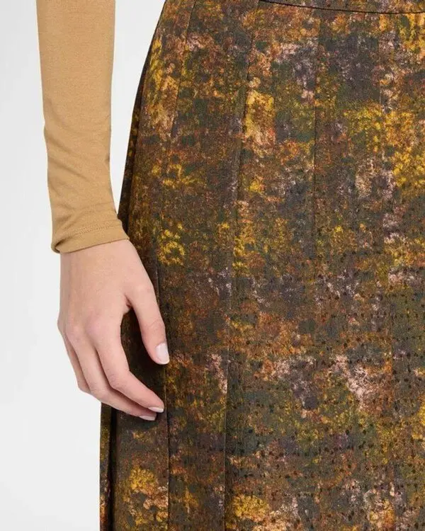 Lafayette 148 New York Pleated Abstract-print Midi Dress - Black Mult