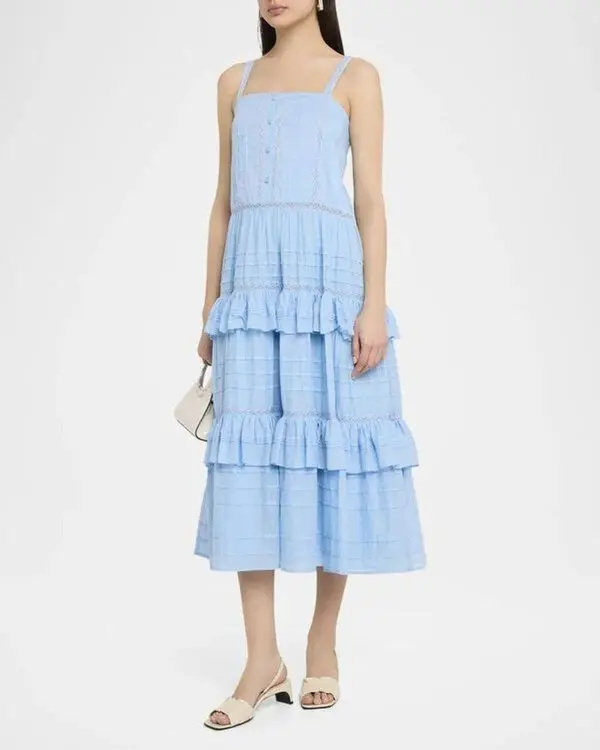 Ramy Brook Daria Embroidered Voile Midi Dress