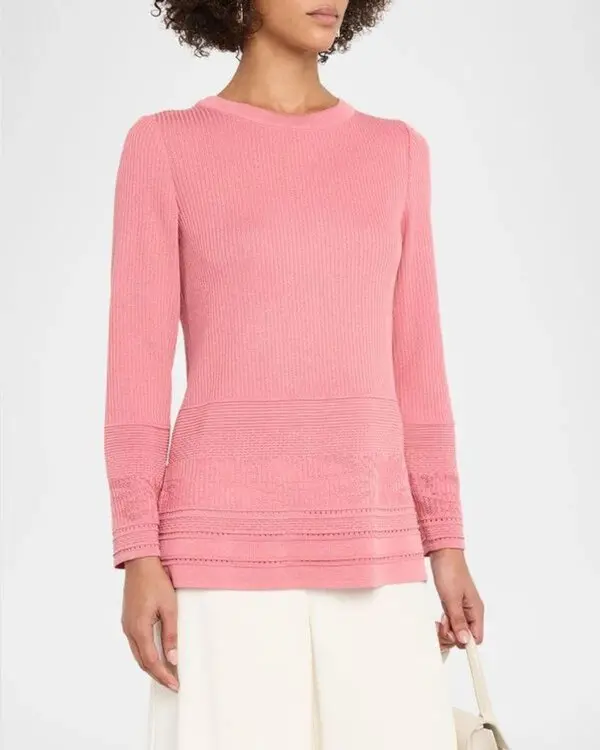Misook Pointelle Knit Ribbed Tunic