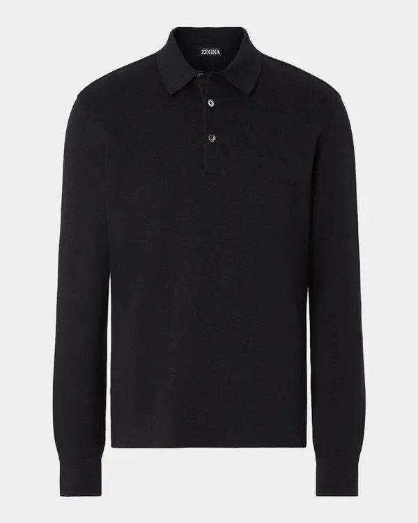 Zegna Apos;s Cotton Long-sleeve Polo Shirt