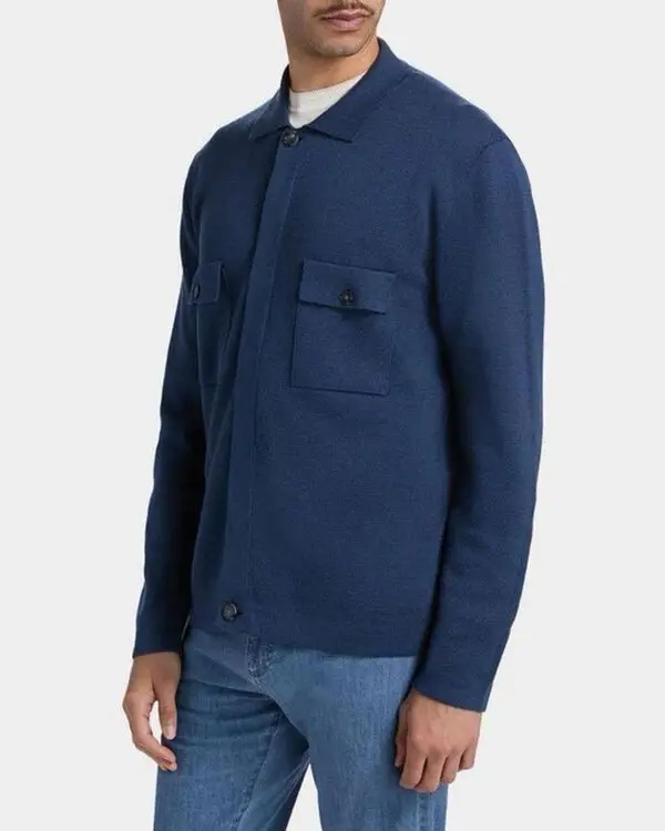 Canali Apos;s Cotton Knit Concealed-placket Overshirt