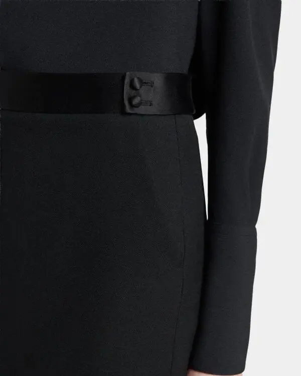 TOM FORD Satin-trim Wool High-low Slit Skirt