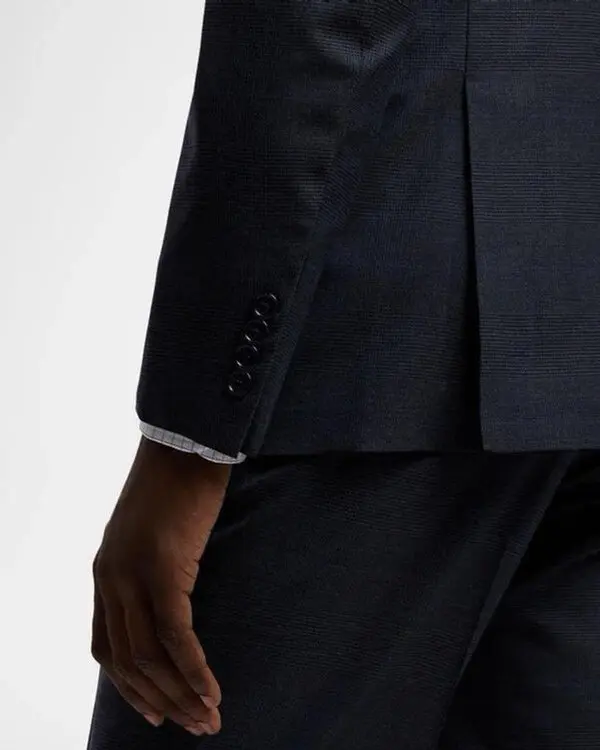Ralph Lauren Purple Label Apos;s Kent Hand-tailored Glen Plaid Wool Suit - Blue