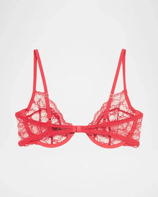 Kiki De Montparnasse Mon Cherie Lace Bra - Red