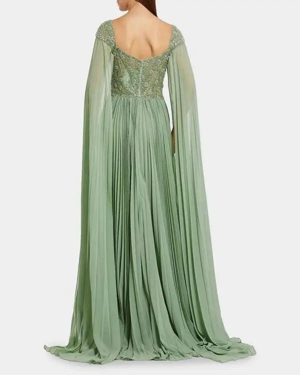 Mac Duggal Evening Pleated Cape Gown
