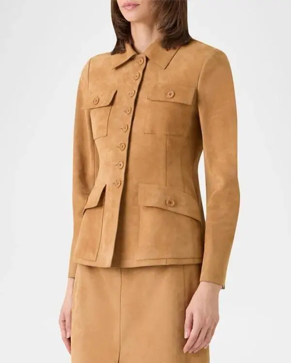 Akris Delia Suede Fitted Jacket