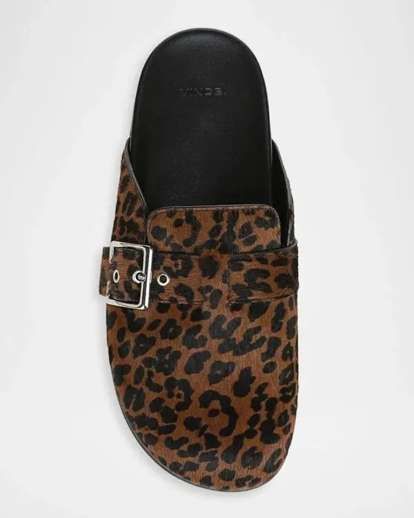 Vince Leon Leopard Calf Hair Clogs