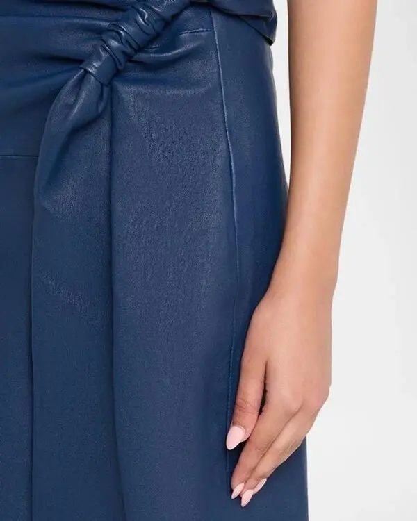 Simkhai Lyle Draped Leather Dress - Dark Indigo