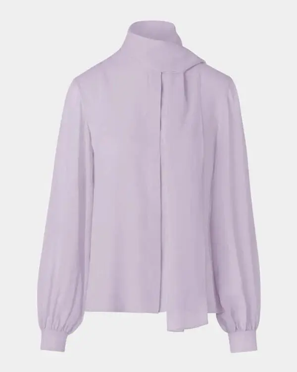 Akris Tie-neck Silk Georgette Blouse