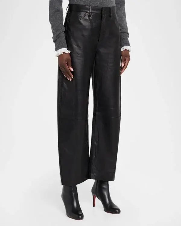 NILI LOTAN Tribeca Leather Wide-leg Pants - Black