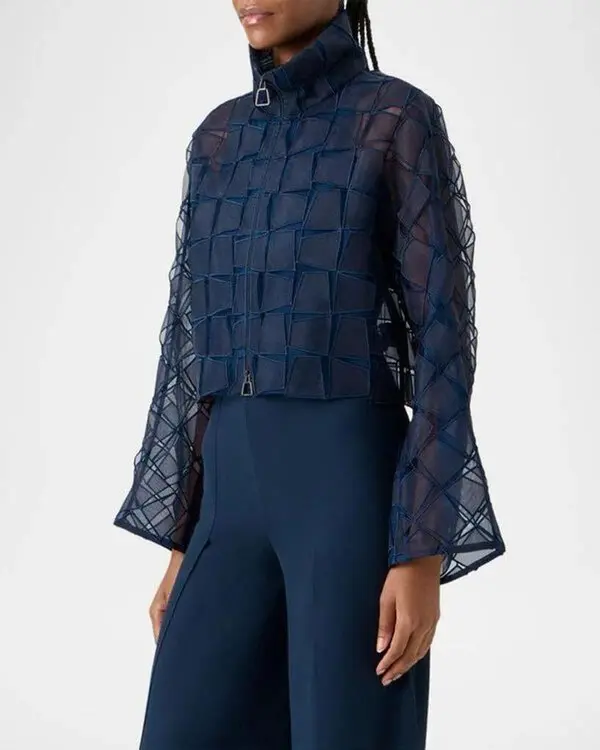 Akris Mimi Embroidered Organza Jacket