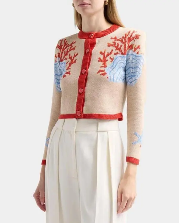 Retrofete Aralyn Coral Seashell Knit Cardigan