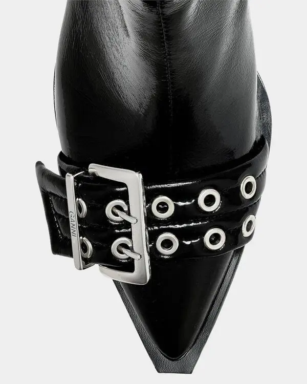 GANNI 50mm Buckle-detail Faux-leather Boots
