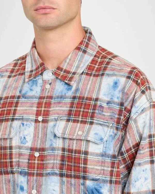 PURPLE BRAND Plaid Embellished Cotton Shirt