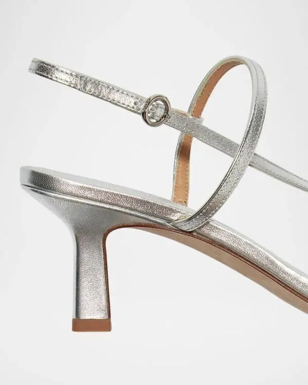 AeydĒ 65mm Elise Metallic Nappa Leather Sandals - Laminated