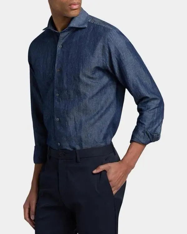Canali Apos;s Cotton And Linen Textured Sport Shirt