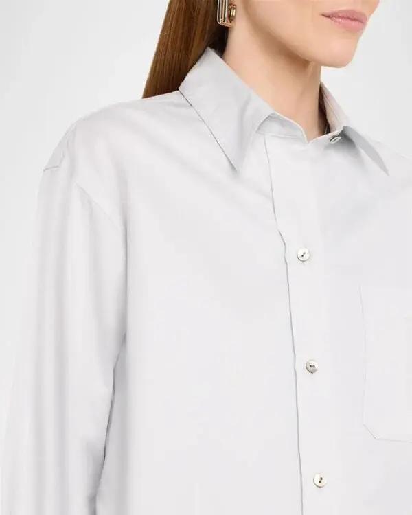 Vince Cropped Long-sleeve Shirt - Lt Grey